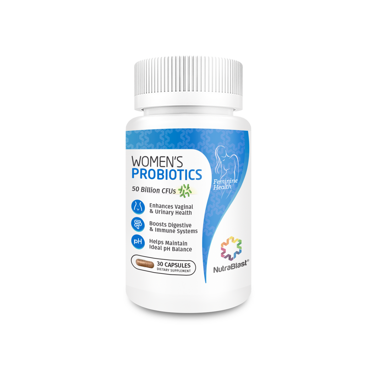 NutraBlast Women's Probiotic Capsules, 50 Billion CFU, 6 Strains, with